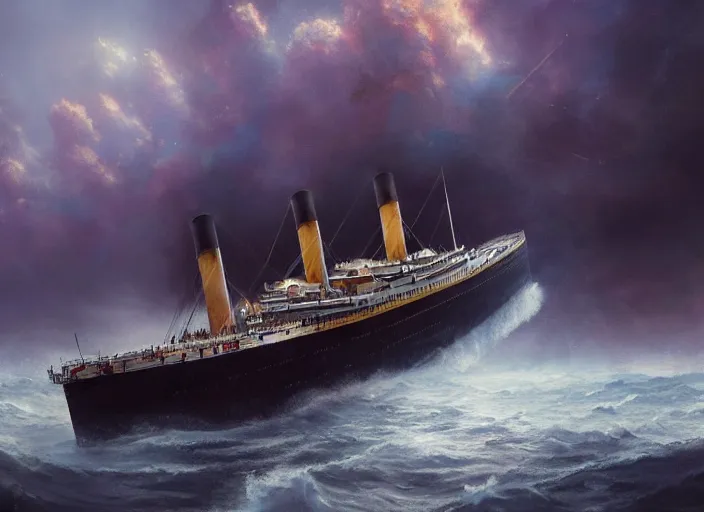 The sinking of the Titanic, digital painting, | Stable Diffusion | OpenArt