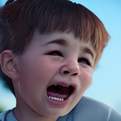 little boy crying about a dropped icecream, unreal | Stable Diffusion ...