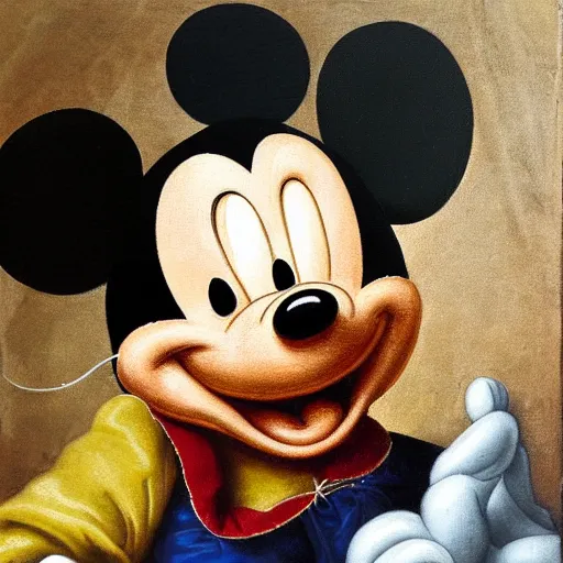a renaissance style portrait painting of Mickey mouse | Stable ...