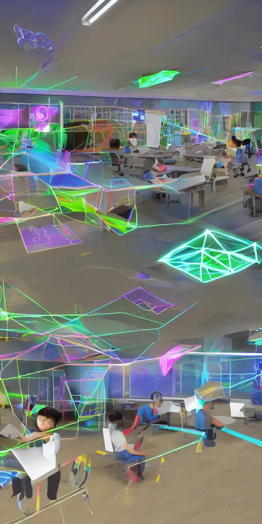 concept art, future high - tech classroom, a child | Stable Diffusion ...