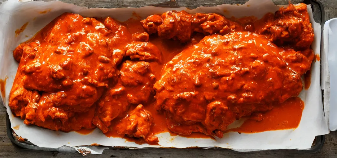 a massive, saucy buffalo chicken flaps around the | Stable Diffusion ...