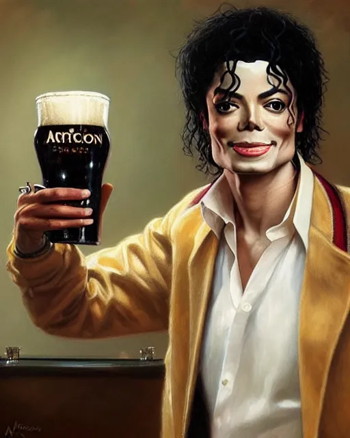 Portrait of Michael Jackson drinking a pint of ale in | Stable Diffusion | OpenArt