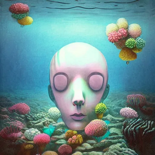 underwater geometric liminal spaces, party balloons, | Stable Diffusion ...