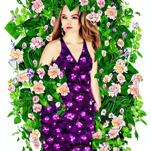 full body portrait of a woman covered in flowers and | Stable Diffusion ...