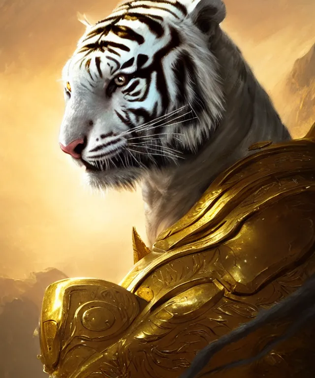 a ultradetailed painting of a white tiger guardian, | Stable Diffusion ...