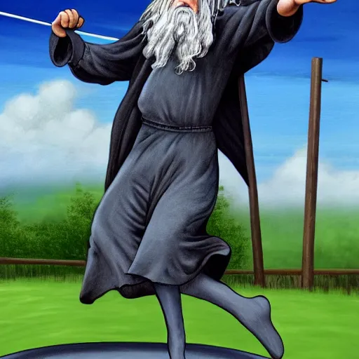 gandalf jumping on a trampoline, highly detailed, | Stable Diffusion ...
