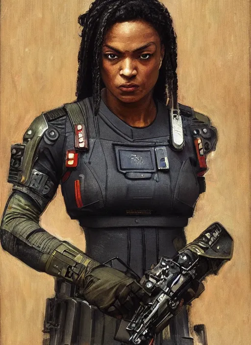 Sgt. Sophia Igwe. Strong cyberpunk female USN Assault | Stable ...