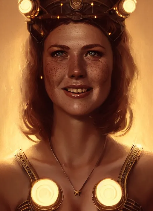 portrait of xena warrior princess, freckles, smiling | Stable Diffusion