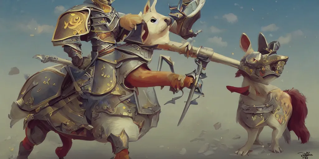beautiful painting of a fantasy corgi knight, by Goro | Stable ...