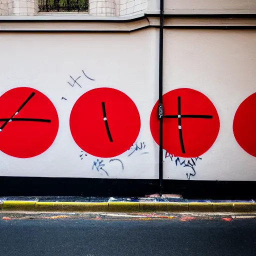 wall with graffiti, black circles and red lines | Stable Diffusion ...