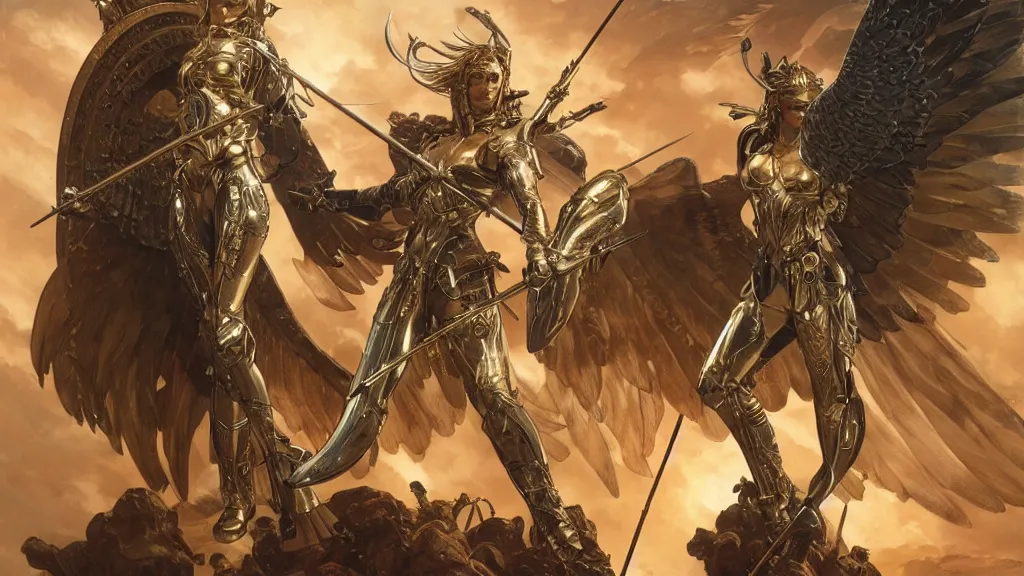 a male valkyrie knight wearing golden armor and a | Stable Diffusion