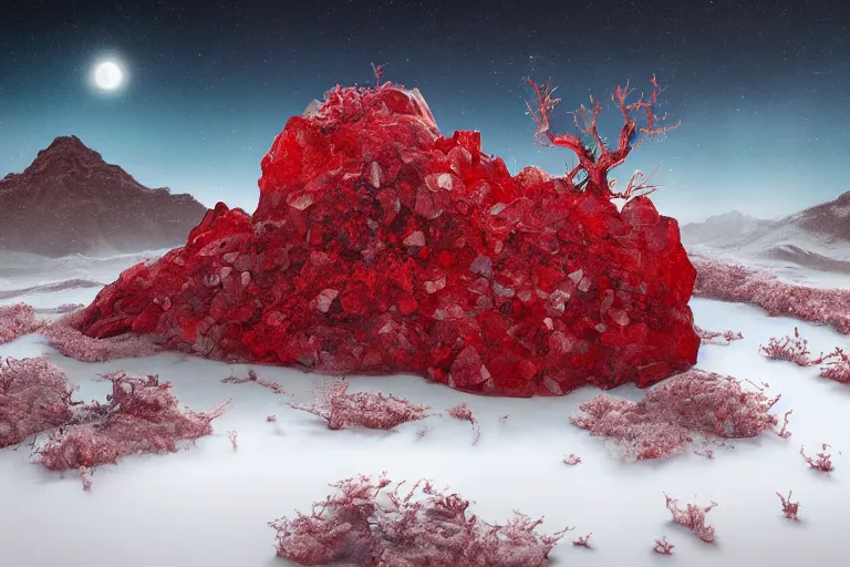 a large red crystal overgrowth sitting in the middle | Stable Diffusion ...