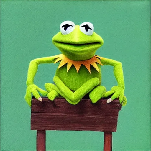 “Kermit the Frog falling off of a bridge. Painting by | Stable ...