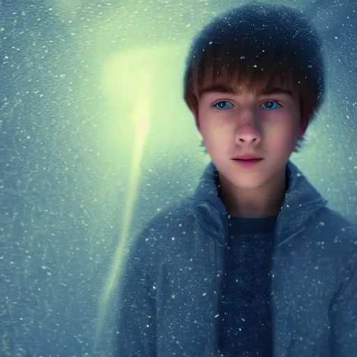 a boy looks frozen in snow at night mist.jpg , Chris | Stable Diffusion ...