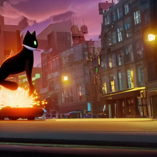 high detail render of a well developed black cat pixar | Stable ...