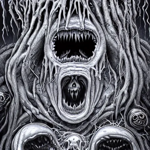 a creepy monster blob with five eyes, lots of veins, | Stable Diffusion ...
