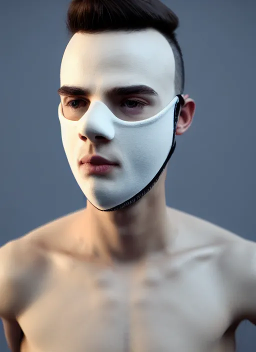 3 d model of a european young man covering face with | Stable Diffusion ...