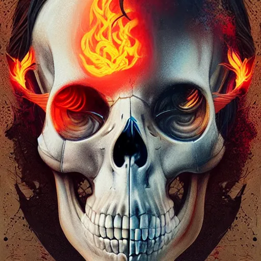 art portrait of skeleton with flames coming out of | Stable Diffusion ...