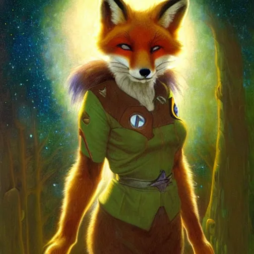 a female fox foxwoman in starfleet uniform at night in | Stable ...