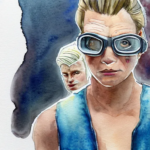 detailed watercolor of square - jawed emotionless | Stable Diffusion ...