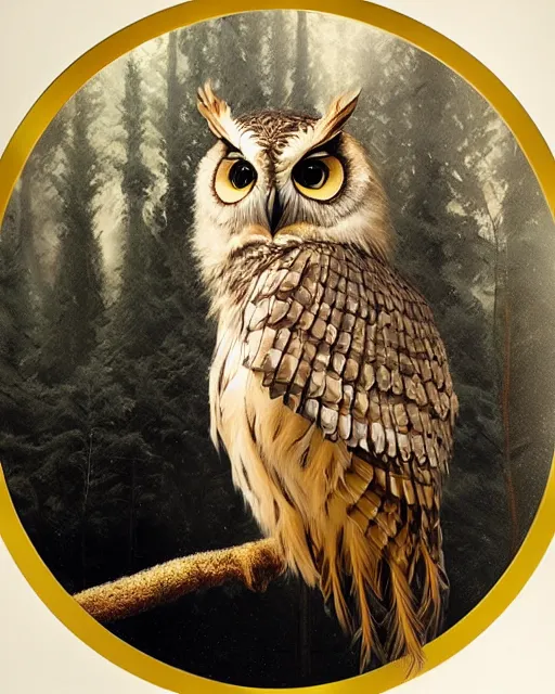 a mystical owl!! standing in branch a forest! large | Stable Diffusion | OpenArt