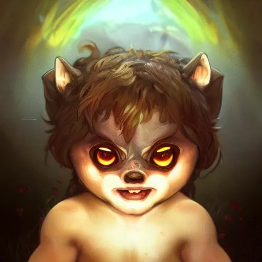 three quarters portrait of a cute baby werewolf with | Stable Diffusion ...