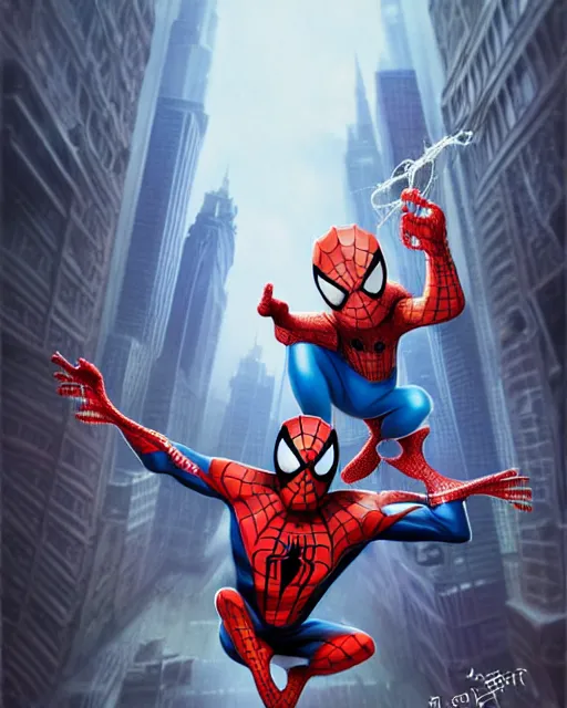 spiderman riding on a giant raccoon eating a donut | | | Stable ...