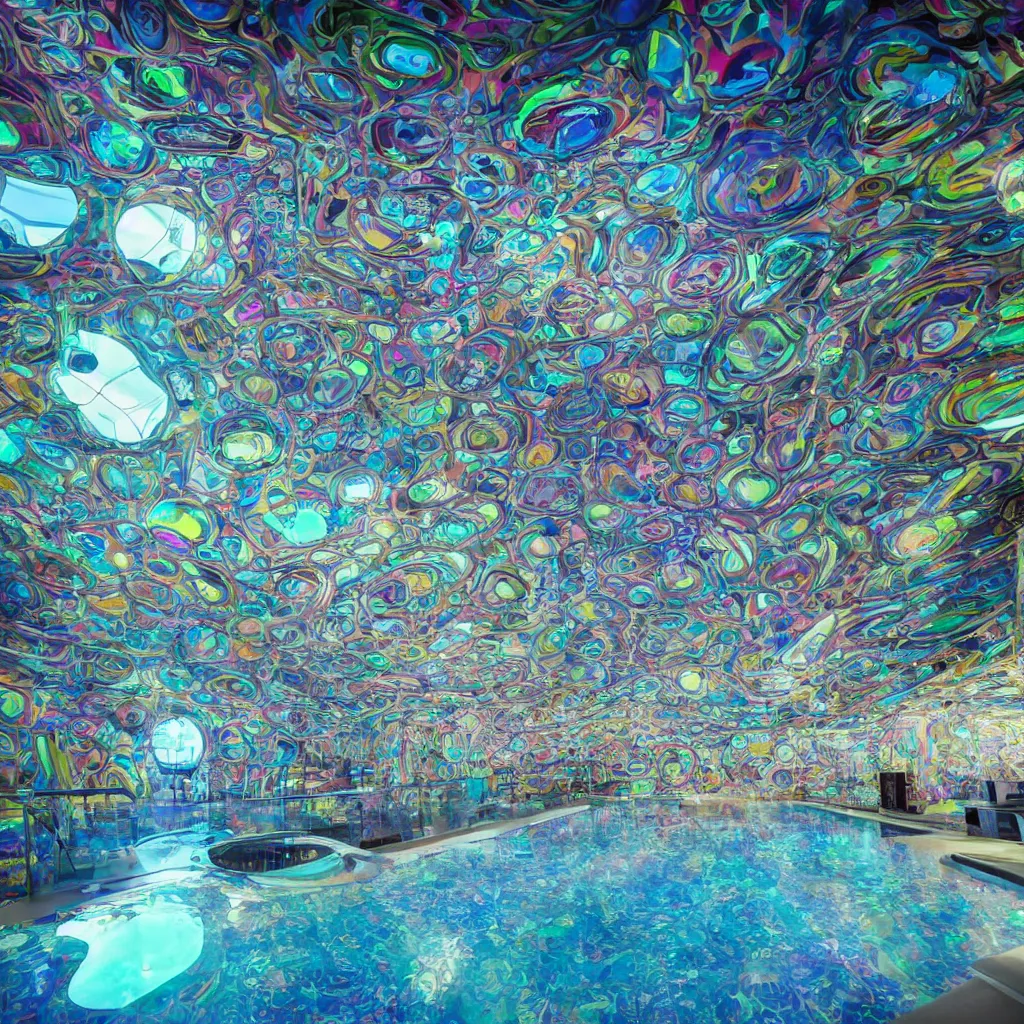 a modern interior with psychedelic walls and the | Stable Diffusion ...