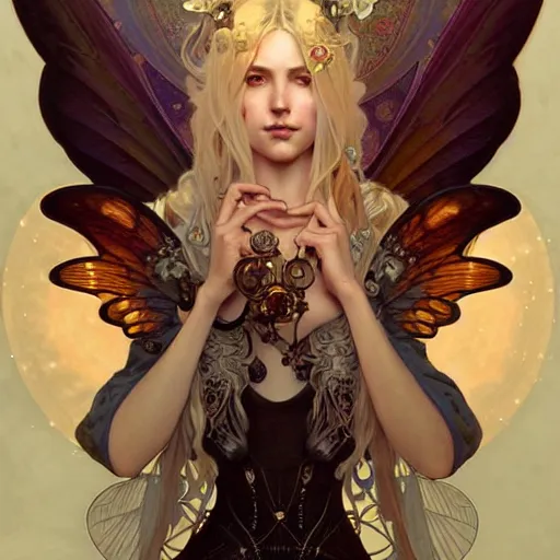 A steampunk girl with blonde hair, glowing halo, huge | Stable ...