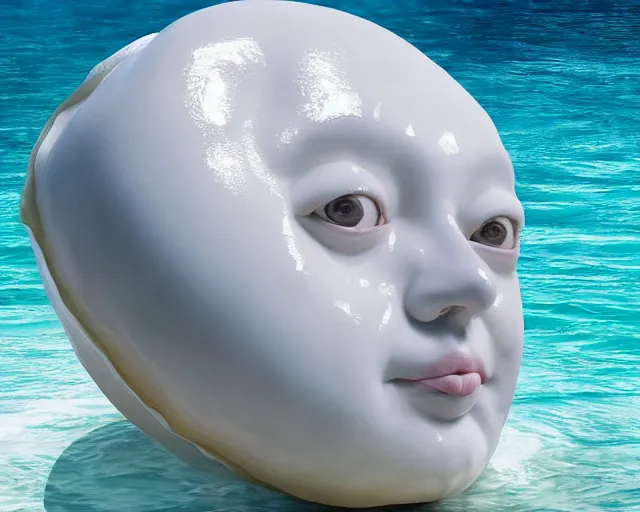 a massive porcelain sculpture of a squashed human face | Stable ...