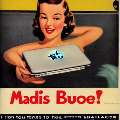 magazine advertisement for a macbook, 1942 | Stable Diffusion | OpenArt
