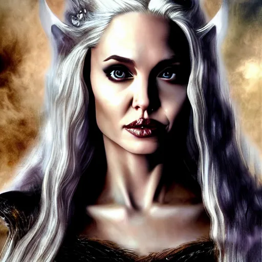 digital matte painting of angelina jolie as daenerys | Stable Diffusion ...