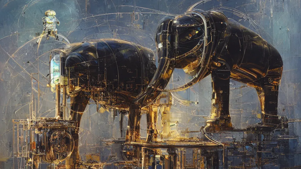 giant elephant of sci fi metallic human melancholic | Stable Diffusion ...