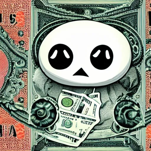 cute ghost holding a dollar bill, illustration | Stable Diffusion | OpenArt