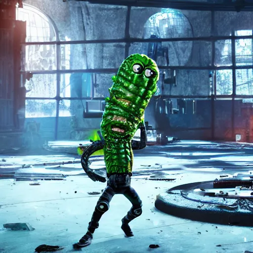 pickle rick in Gears of War, splash art, movie still, | Stable ...