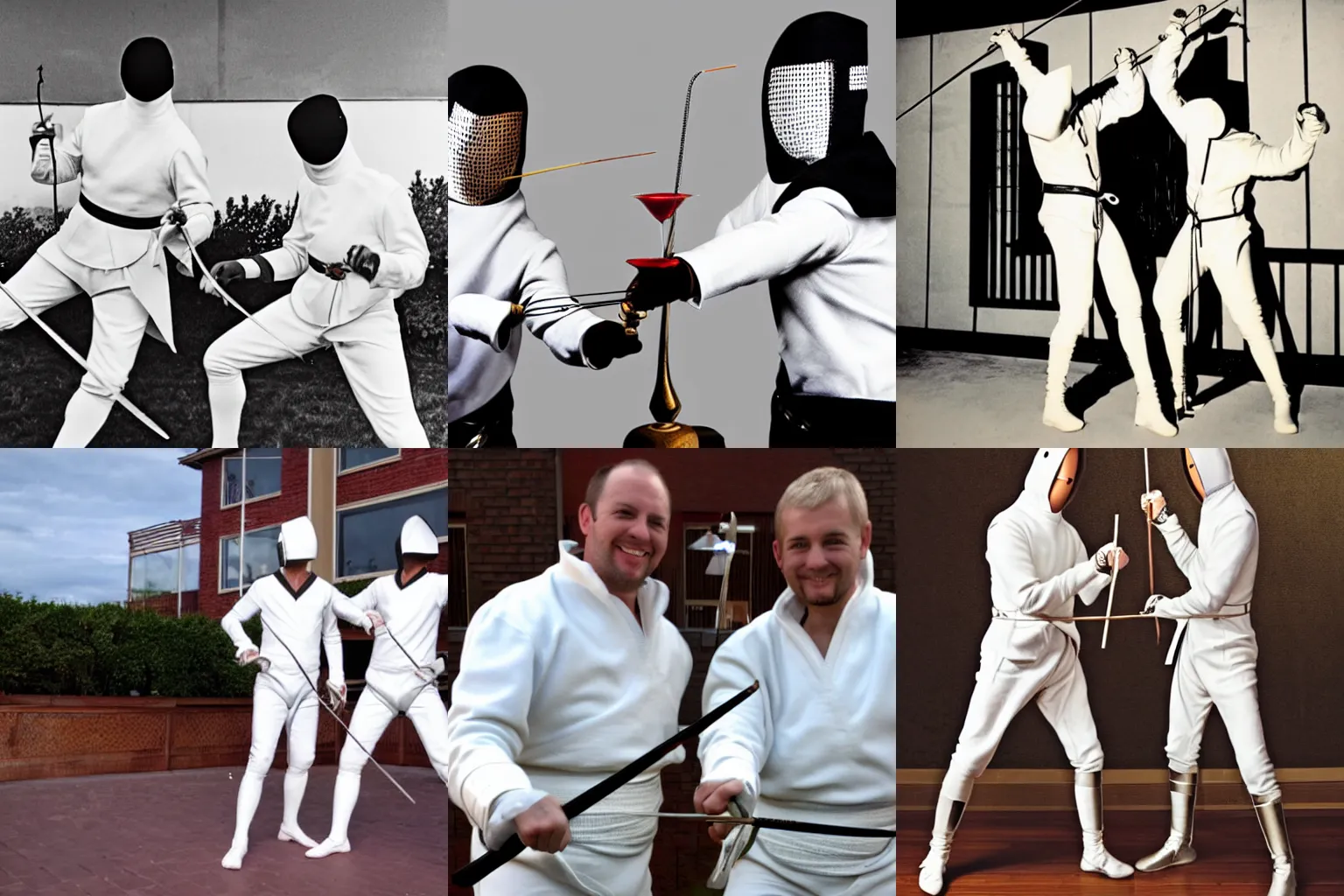 two men fencing with cocktail swords. | Stable Diffusion | OpenArt