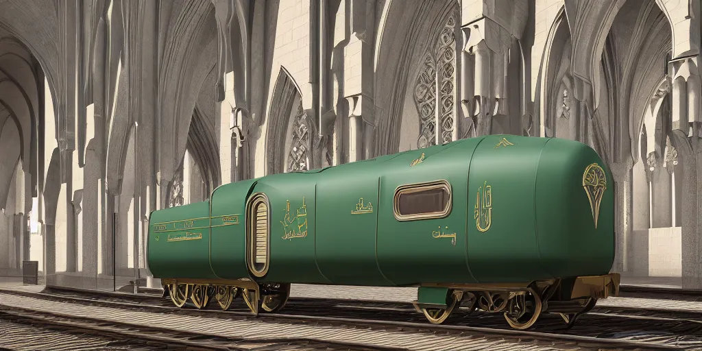 Moroccan streamline retro train in gothic cathedral | Stable Diffusion ...