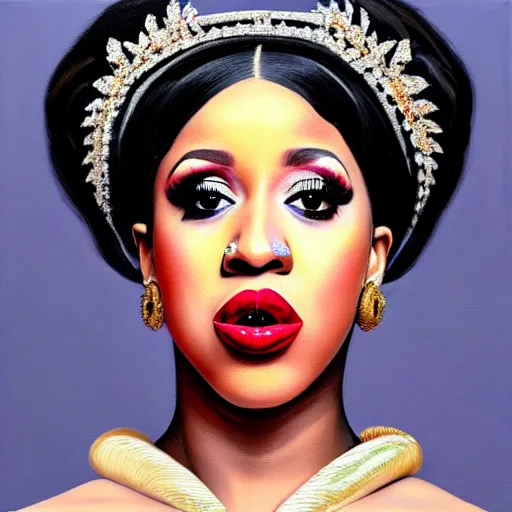 hyper realistic oil painting of photo of queen cardi b | Stable Diffusion