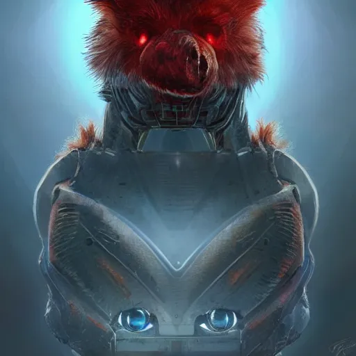 realistic portrait of a grox from spore, red furry | Stable Diffusion ...