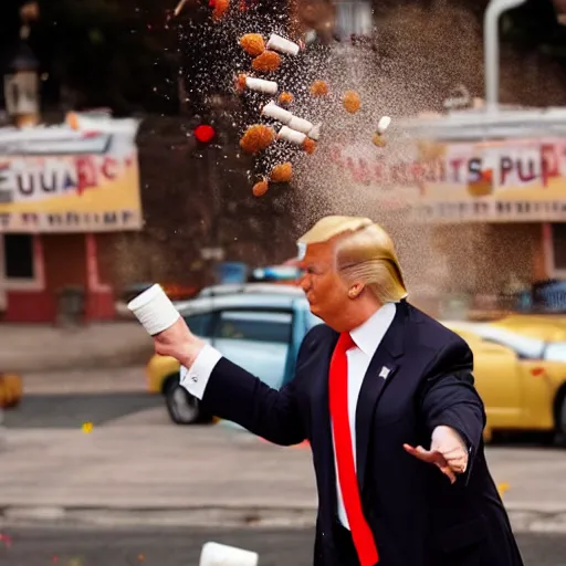 donald trump throwing pudding onto citizens, citizens | Stable Diffusion