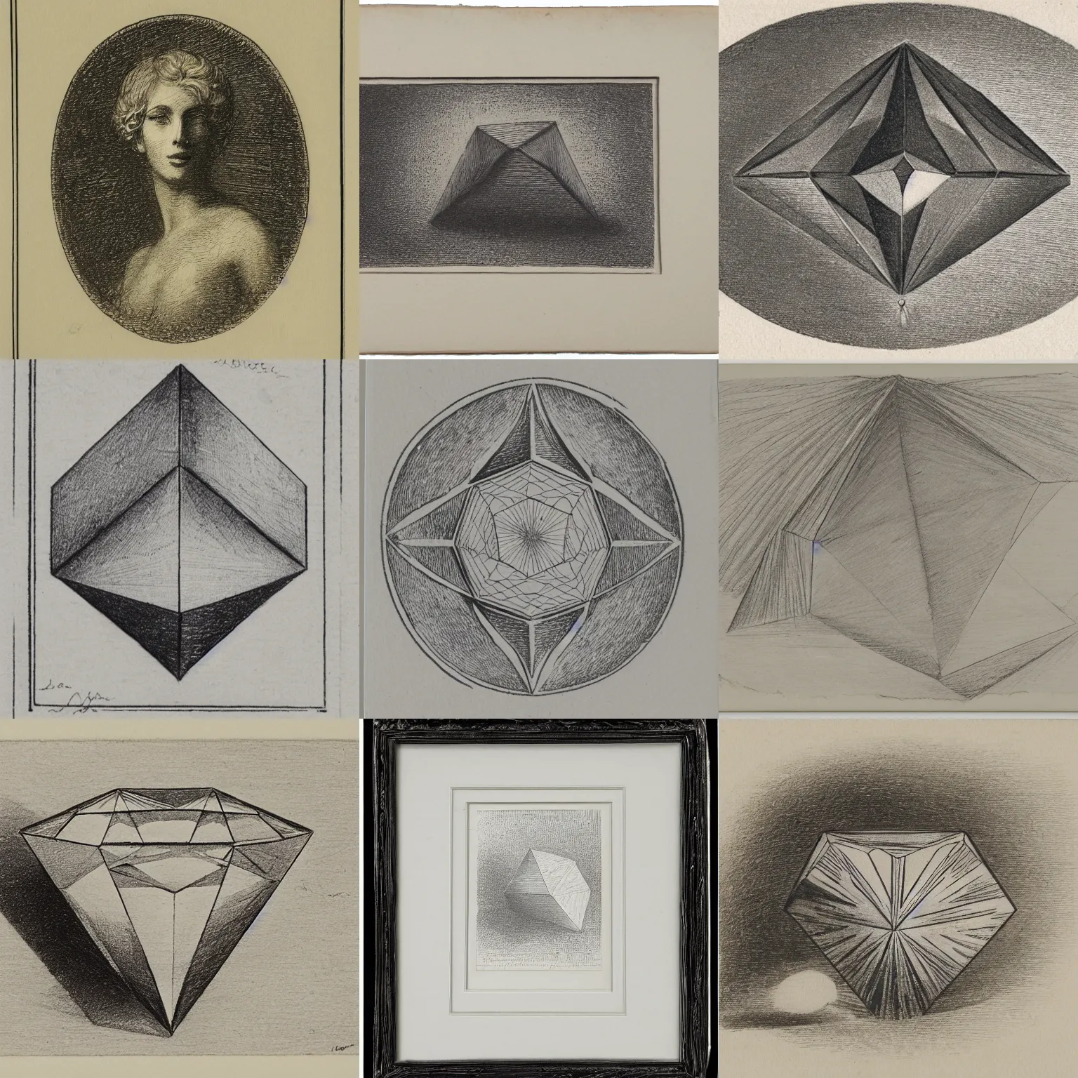 sketch of a diamond, etching by louis le breton, 1 8 6 | Stable ...