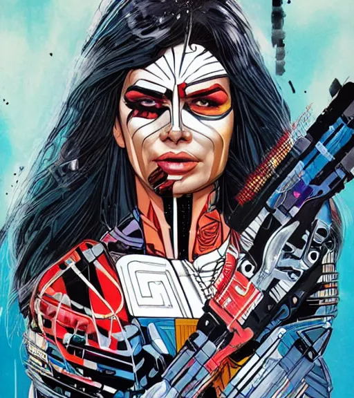 maori female android, by MARVEL comics and Sandra | Stable Diffusion ...