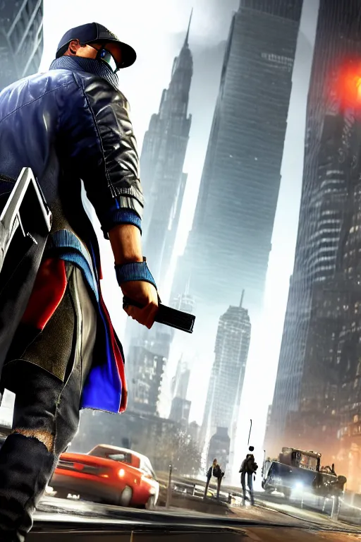 Watch dogs game, cover shooting scene, car chasing, | Stable Diffusion ...