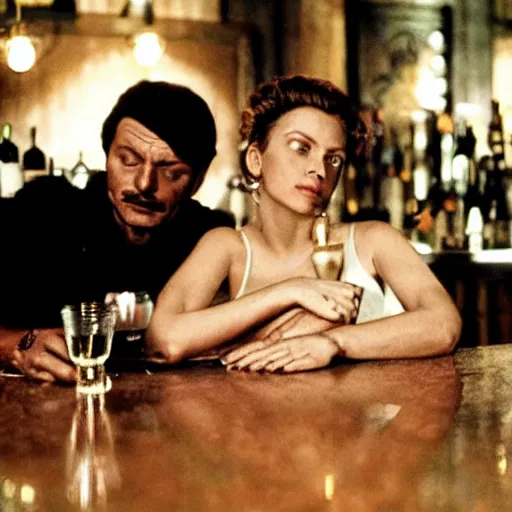 tarkovsky aesthetic. woman and man in a bar. she is | Stable Diffusion ...