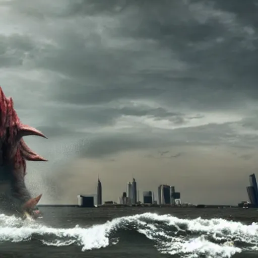 huge scary monster coming from the sea and attack new | Stable Diffusion | OpenArt