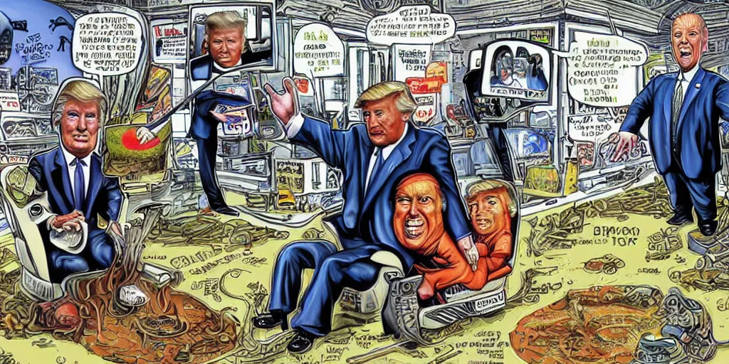 David Dees style conspiracy image containing toilets, | Stable ...