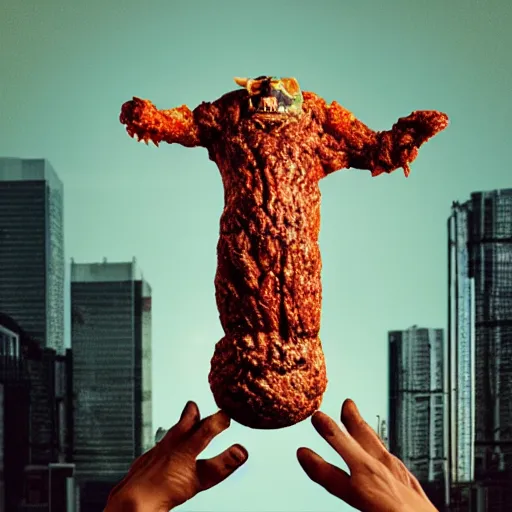 photo of a giant city crushing organic meat monster | Stable Diffusion ...