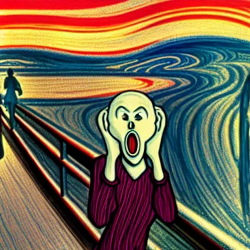 a cartoon adaptation of the scream of munch by walt | Stable Diffusion