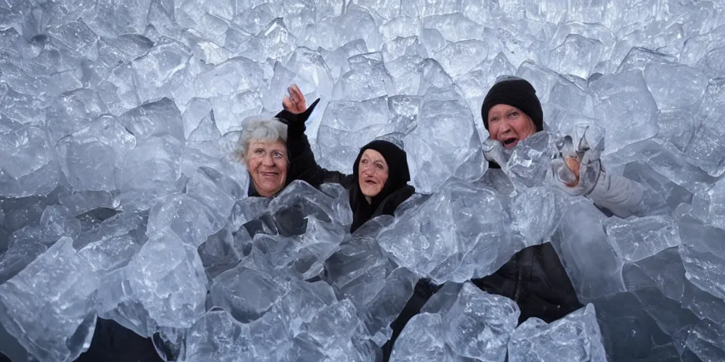 frozen old people trapped in clear ice in a cold cave | Stable ...