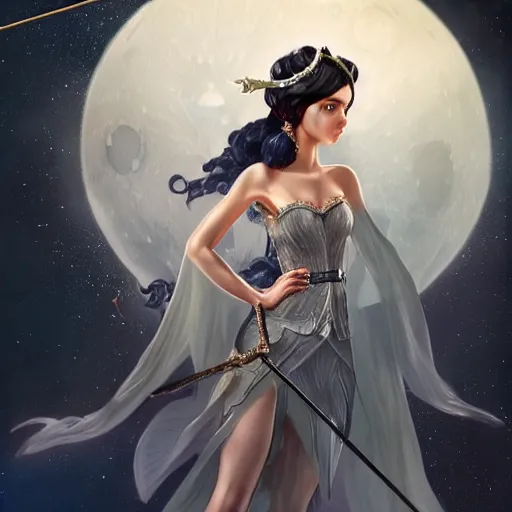 beautiful elf princess with black hair in a silk gown | Stable ...